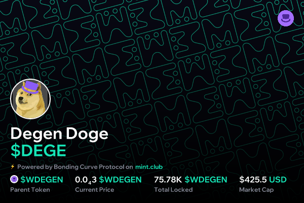 DEGE - Bonding Curved ERC-20 | Mint Club